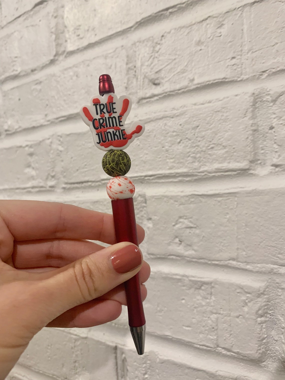 True Crime Silicone Bead Pen / True Crime Pen / Beaded Pen / - Etsy
