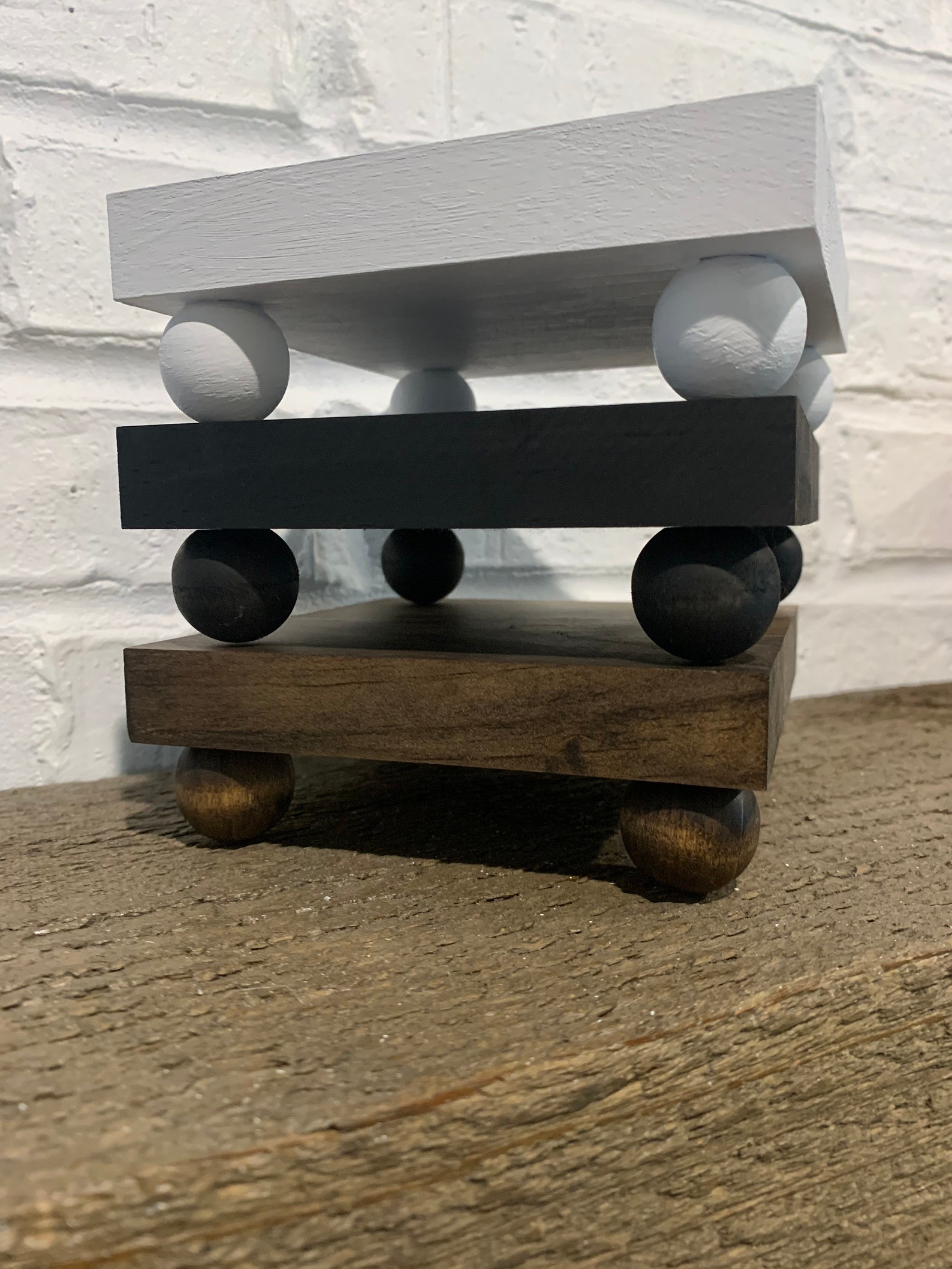 Square Wood Riser / Square Wood Stand / Farmhouse Riser Stand / Stained ...