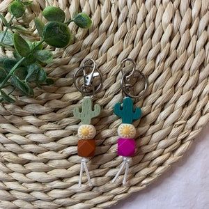 Cactus Mini Keychain / Mini Silicone Bead Keychain / Cactus and Sun ...
