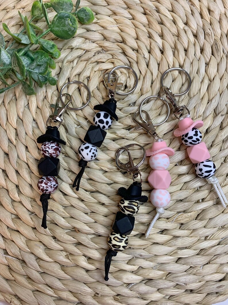Cowboy Hat Mini Keychain / Cow Print Keychain / Pink Cow Print Keychain ...