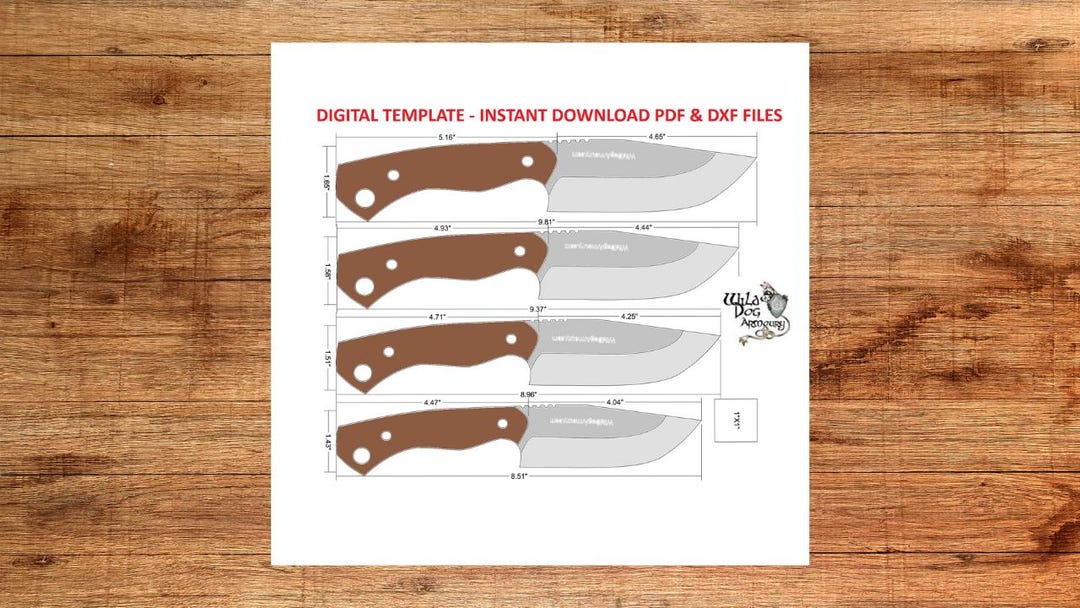 Drop Point Knife Template: Printable Bushcraft Blade Plan (PDF & DXF ...