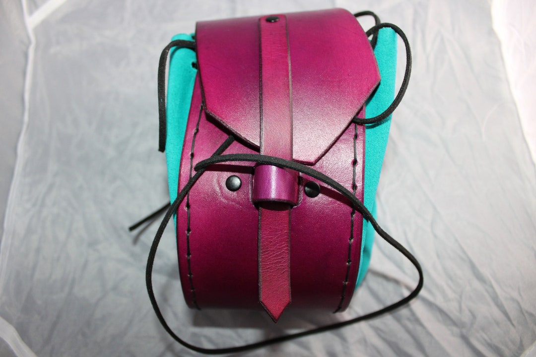 Purple Leather Belt Pouch, Fantasy Bag, Cosplay Pouch, Bag, Blue Suede ...