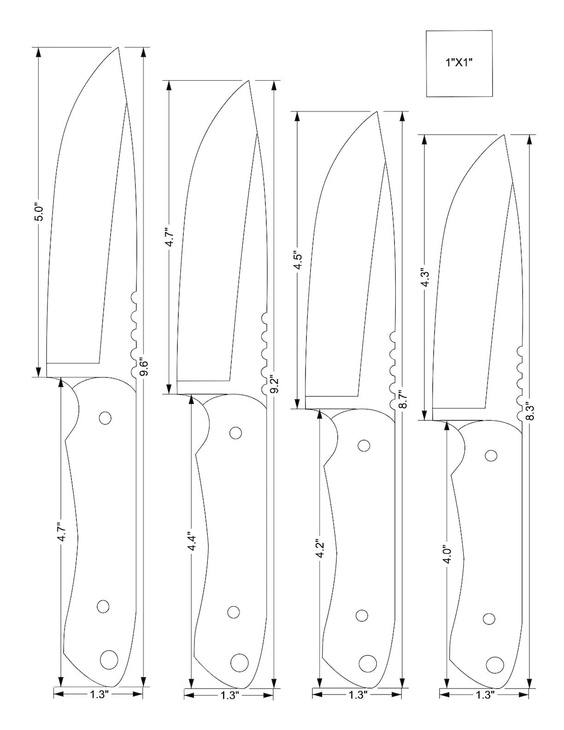 Hunter Knife PDF & DXF Plan – Printable Survival Blade Template, Knife ...