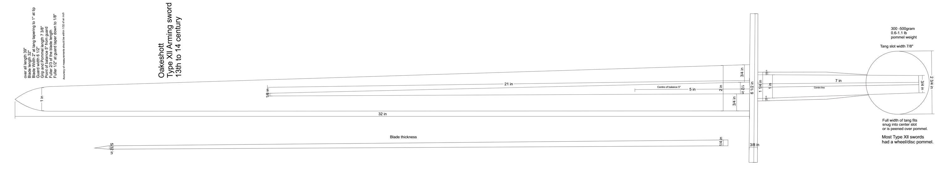 Oakeshott Type XII Arming Sword Template: Blacksmithing Blueprint (PDF ...