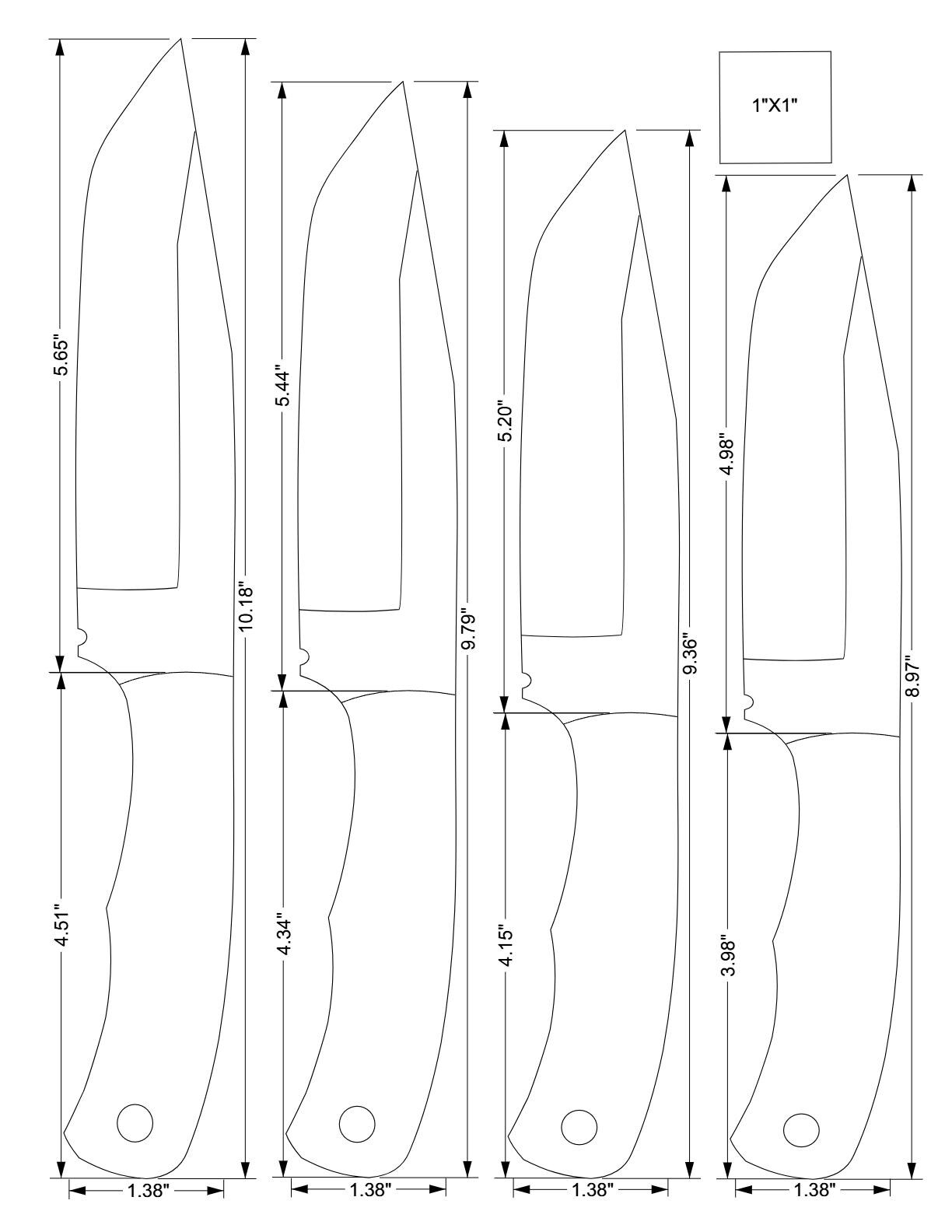 Skinner Knife Template: Knifemaking Blueprint (PDF & DXF Digital ...