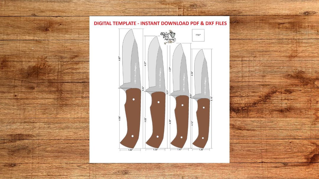 Printable Hunter Knife Design – Knife Making PDF & DXF Template ...