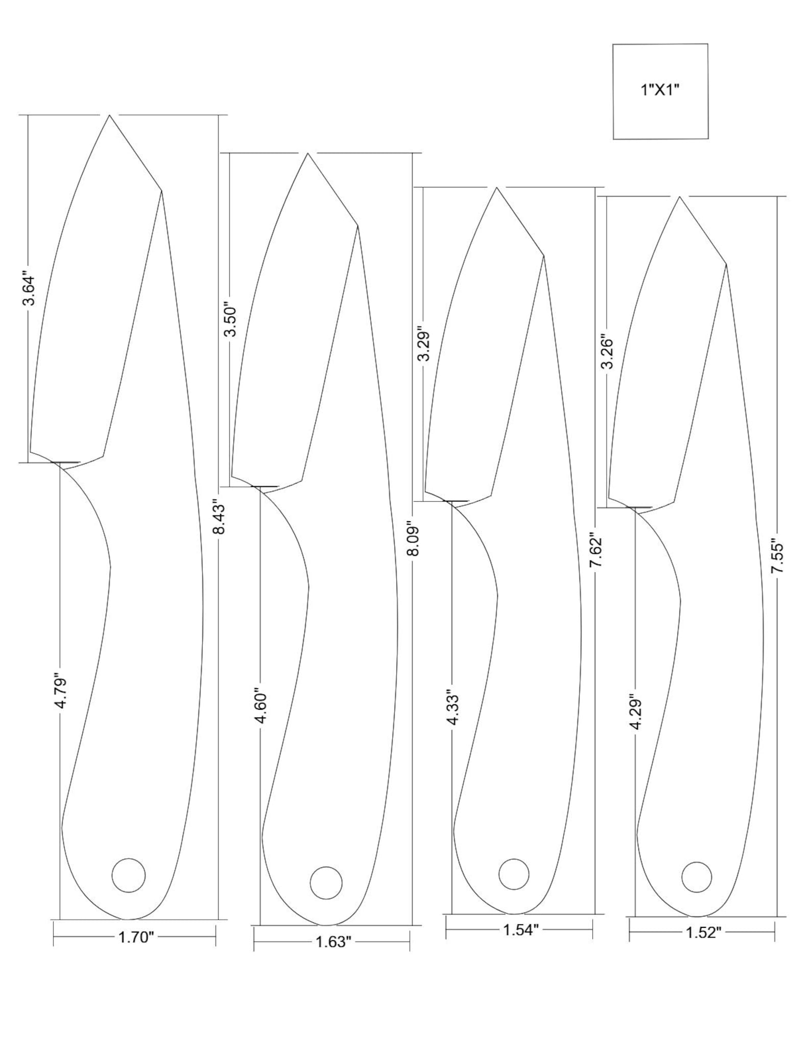 Skinner Knife Template for Stock Removal | Knifemaking Blueprint (PDF ...
