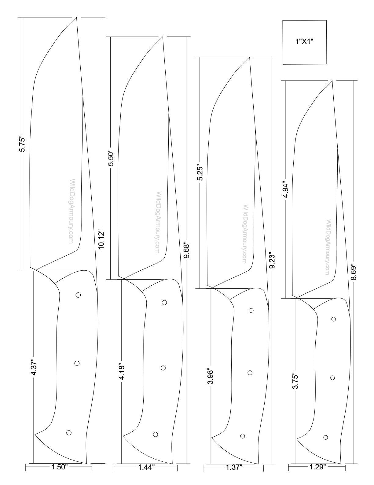 Hunter Knife Template: Printable Survival Blade Pattern (PDF & DXF ...