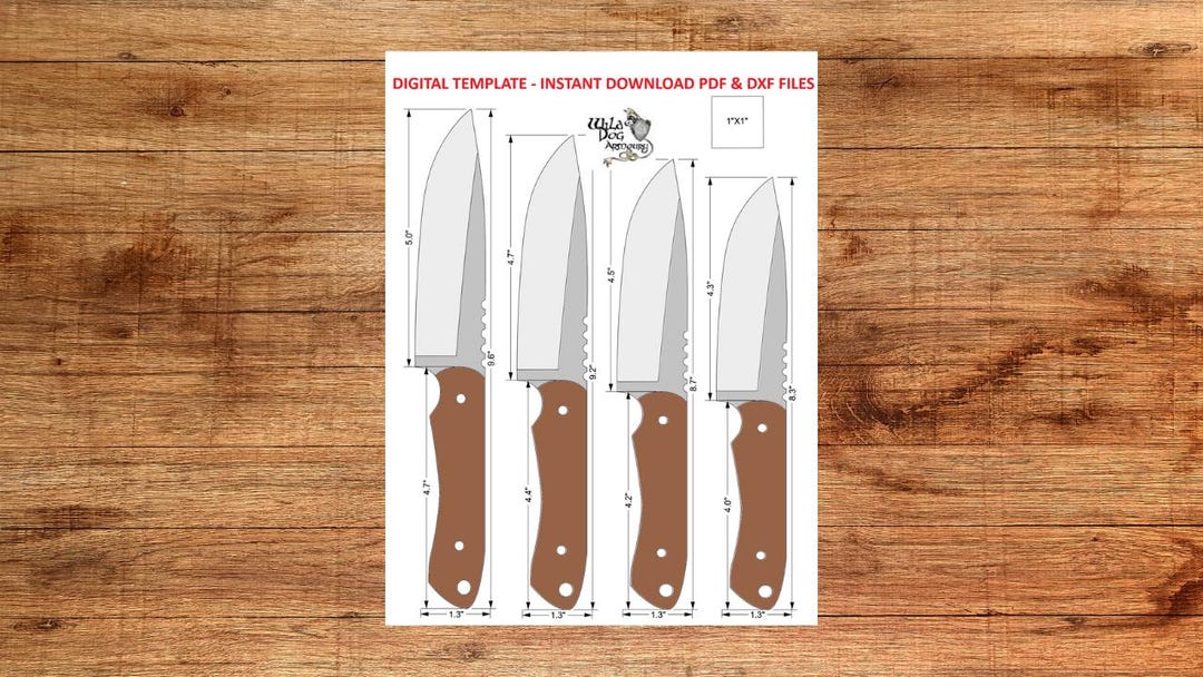 Hunter Knife PDF & DXF Plan – Printable Survival Blade Template, Knife ...