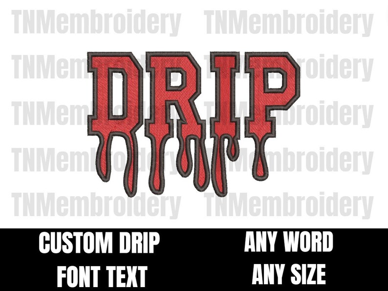 Drip Lettering Embroidery Custom Text Personalized - Etsy