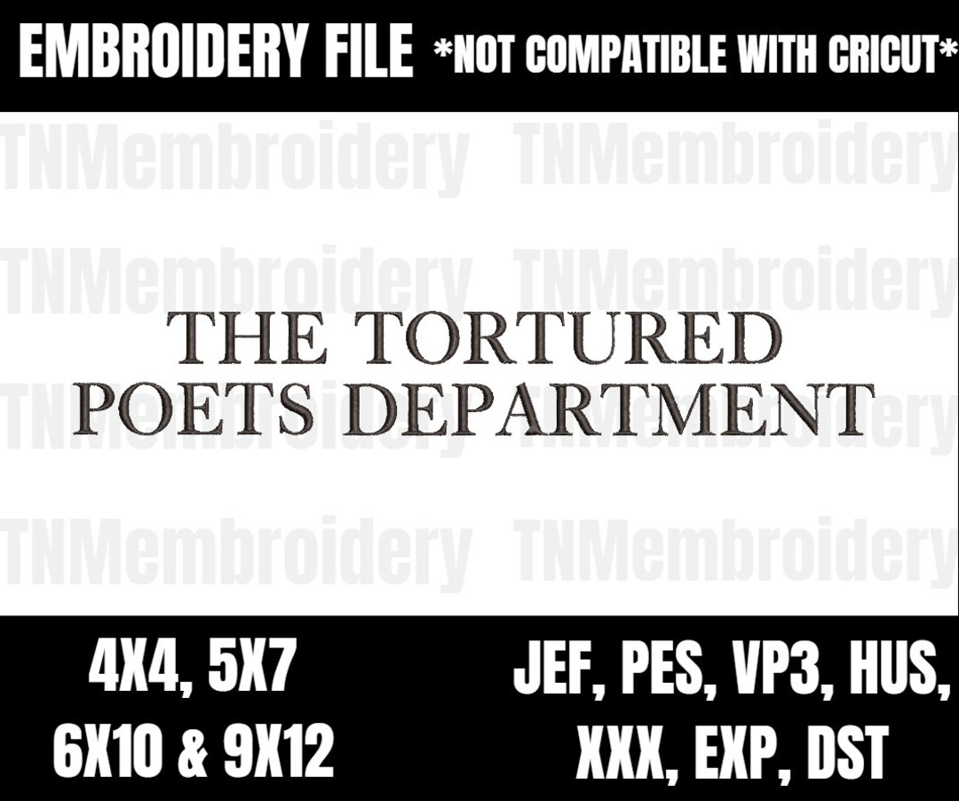 TTPD Department Embroidery File 4 Sizes All's Fair in Love and Poetry ...