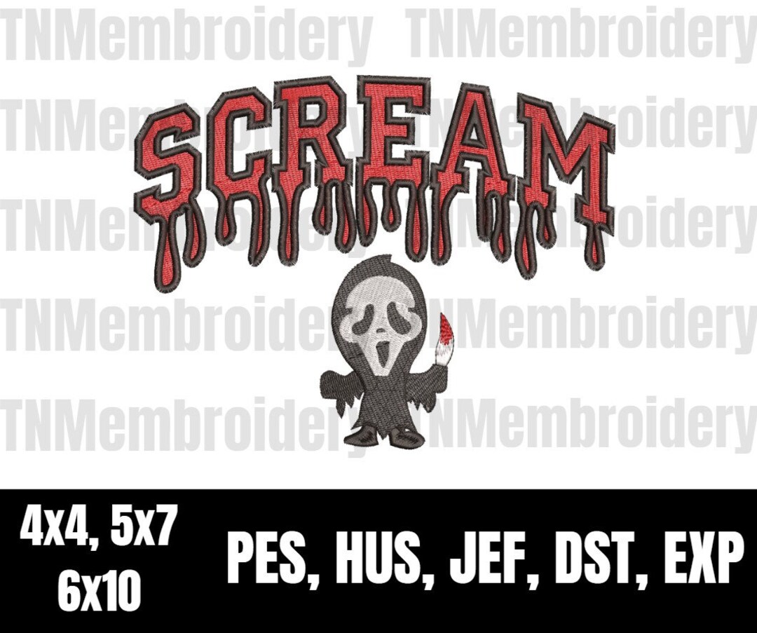 Scream Drip Halloween Embroidery File 3 Sizes 5 Formats - Etsy