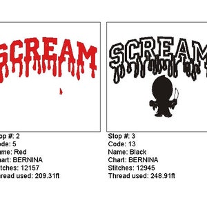 Scream Drip Halloween Embroidery File 3 Sizes 5 Formats - Etsy