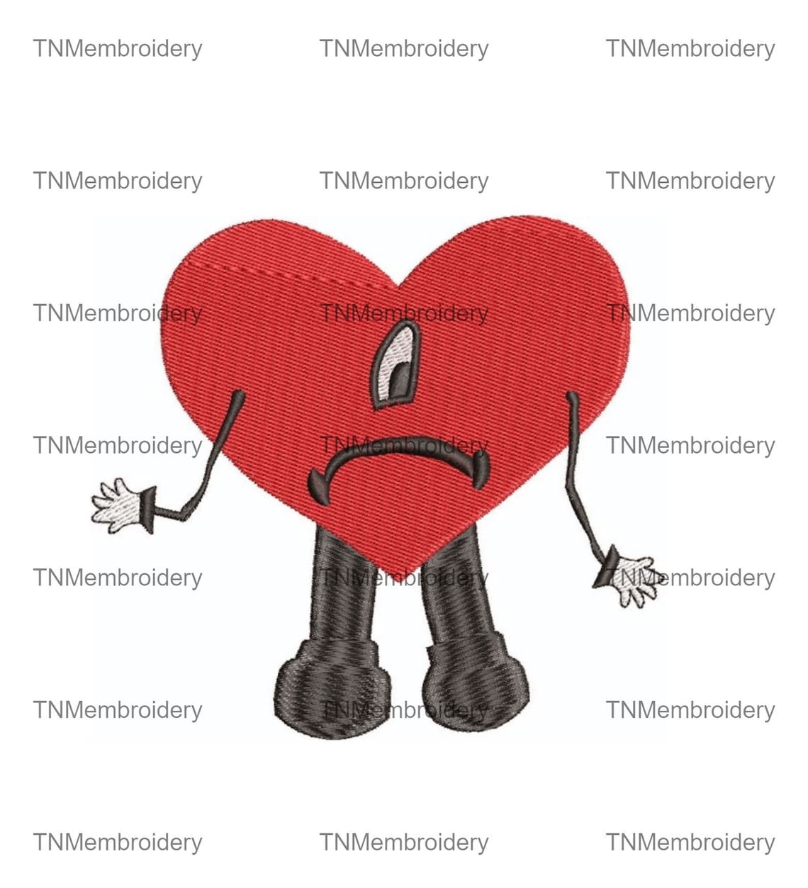 Bad Bunny Inspired Heart Embroidery File 3 Sizes 5 Formats - Etsy