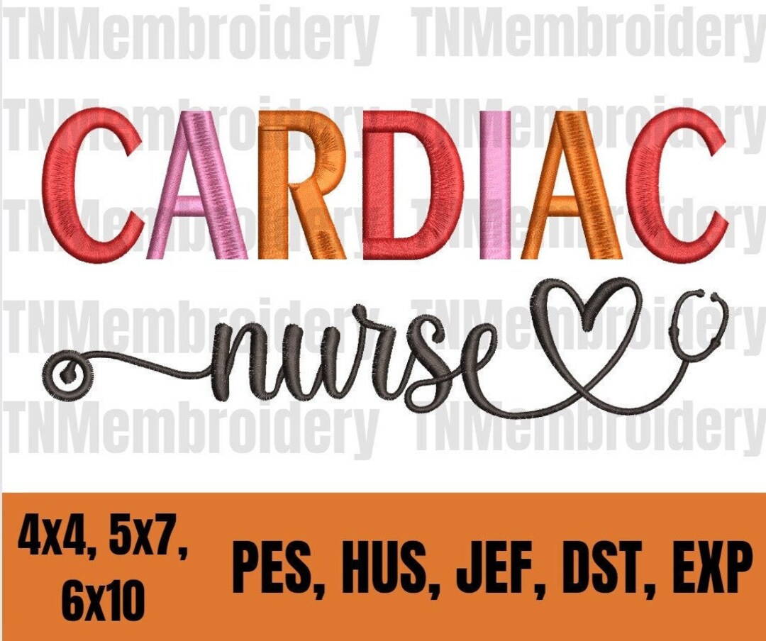 Cardiac Nurse Embroidery File - 3 Sizes - 5 Formats - Nursing Design ...