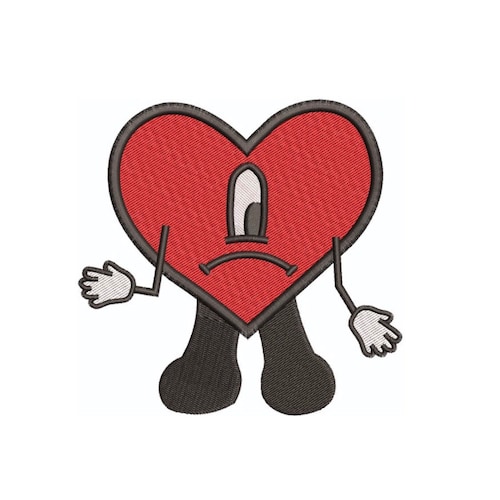 Bad Bunny Inspired Heart Embroidery File 3 Sizes 5 Formats - Etsy