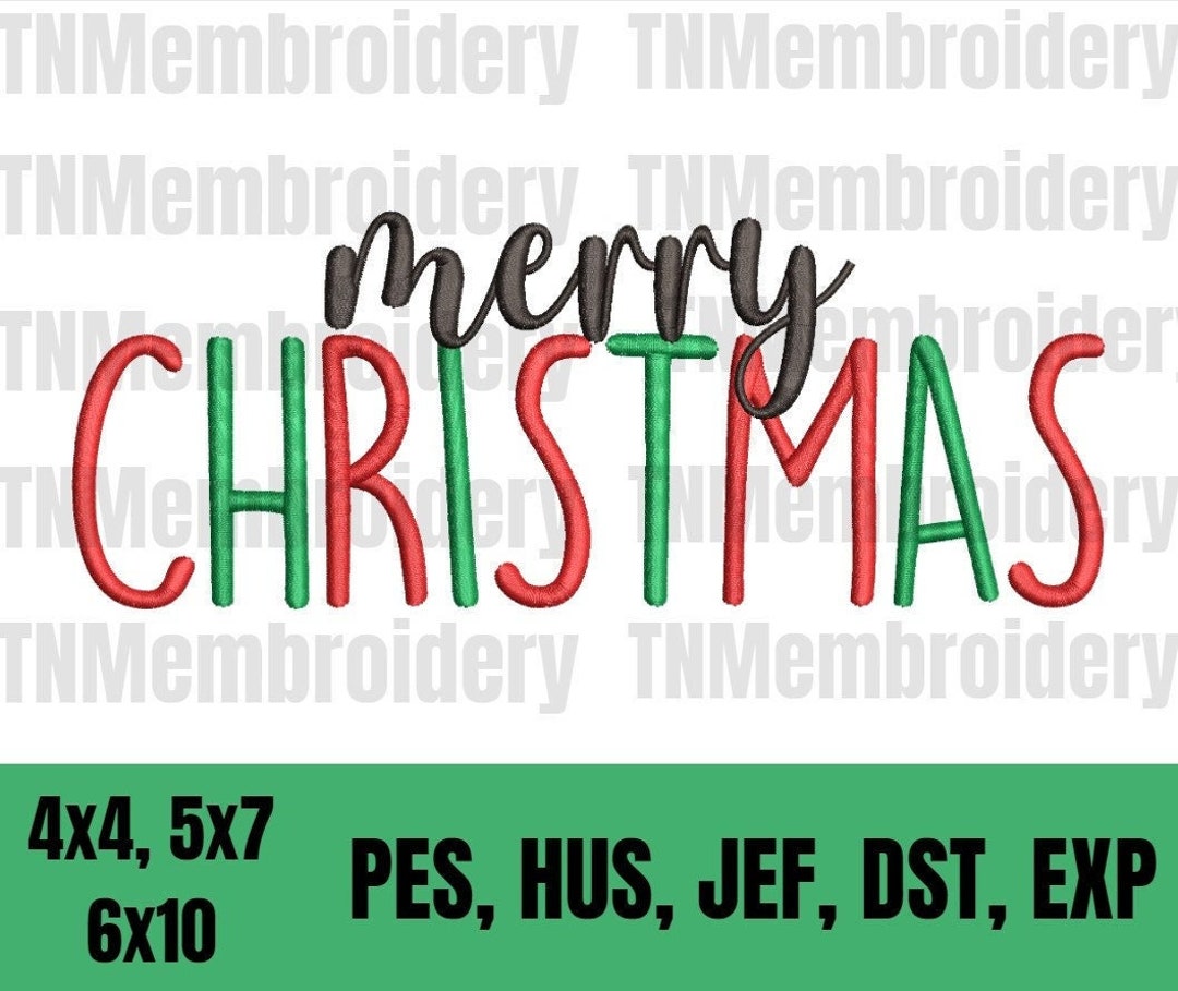 Merry Christmas Embroidery File – Holiday Design (digital Download) - Etsy