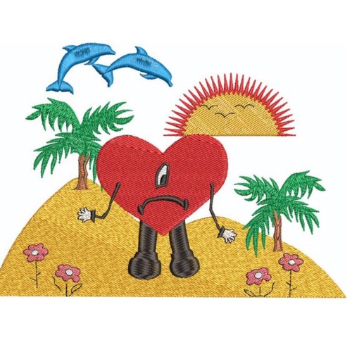 Bad Bunny Inspired Heart Embroidery File 3 Sizes 5 Formats - Etsy