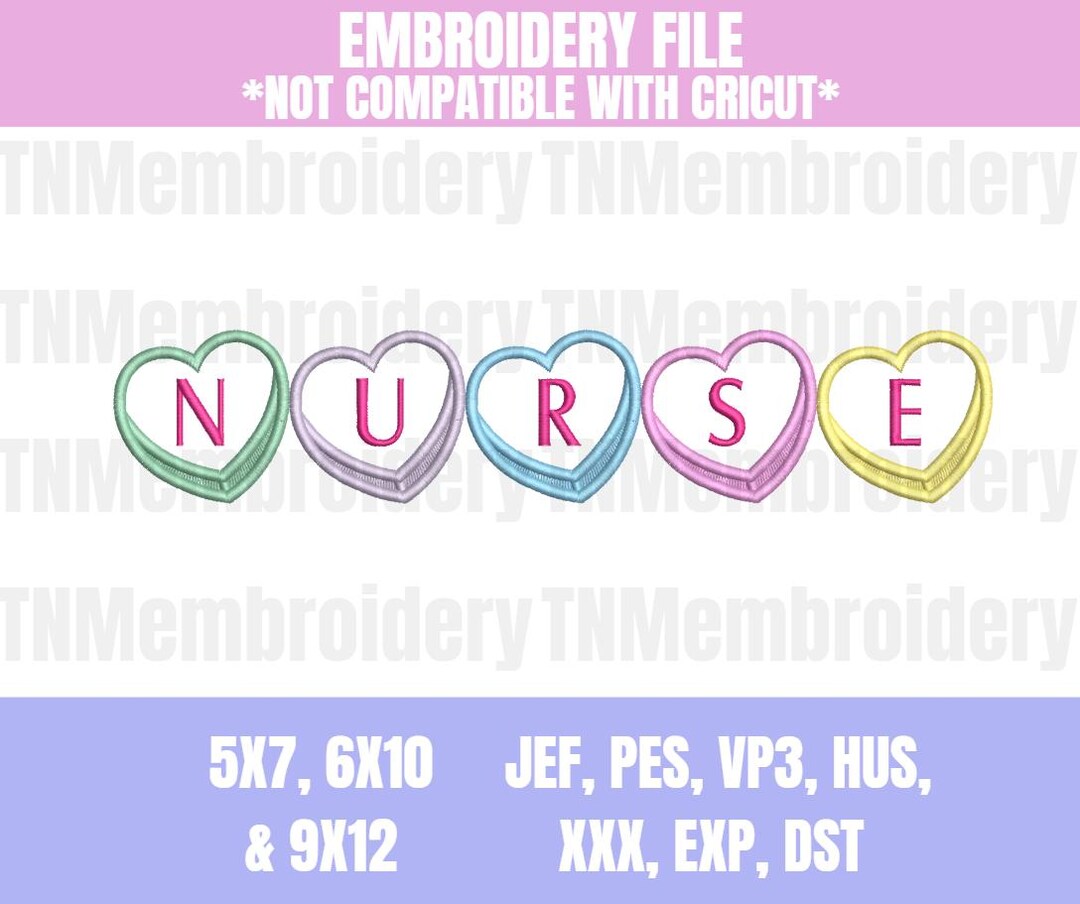 Nurse Valentines Hearts Embroidery File – 3 Sizes (digital Download) - Etsy
