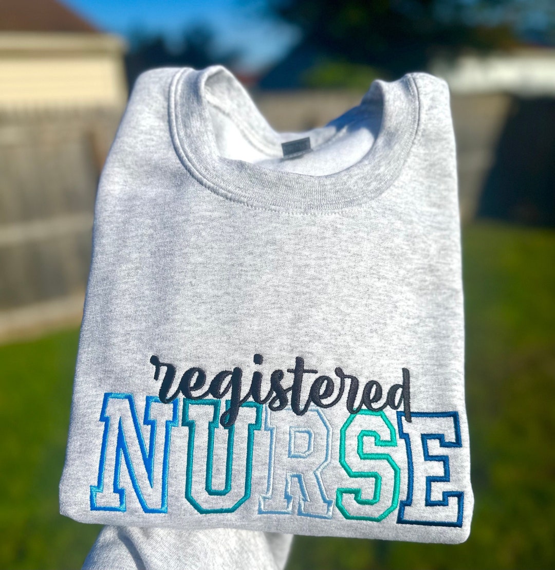 Personalized Nurse Embroidered Crewneck - Multicolor, RN, LPN ...