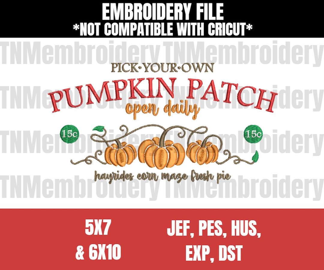 Pumpkin Patch Embroidery File – Fall Harvest Design (digital Download ...