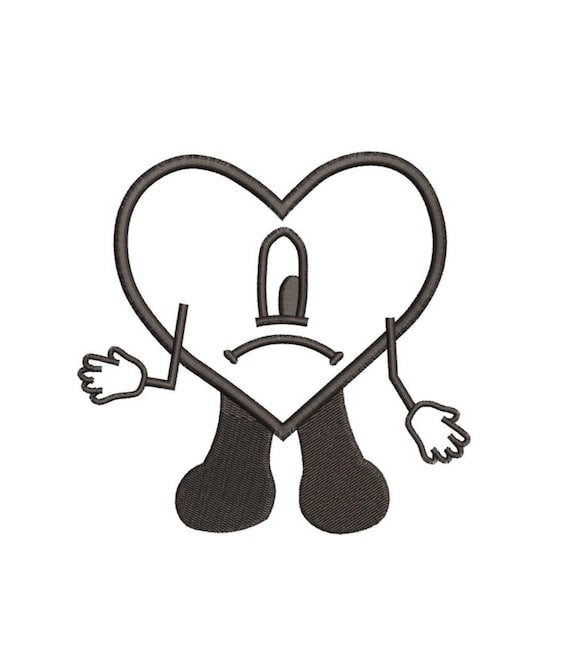 Bad Bunny Inspired Heart Outline Embroidery File 4 Sizes 5 - Etsy Hong Kong