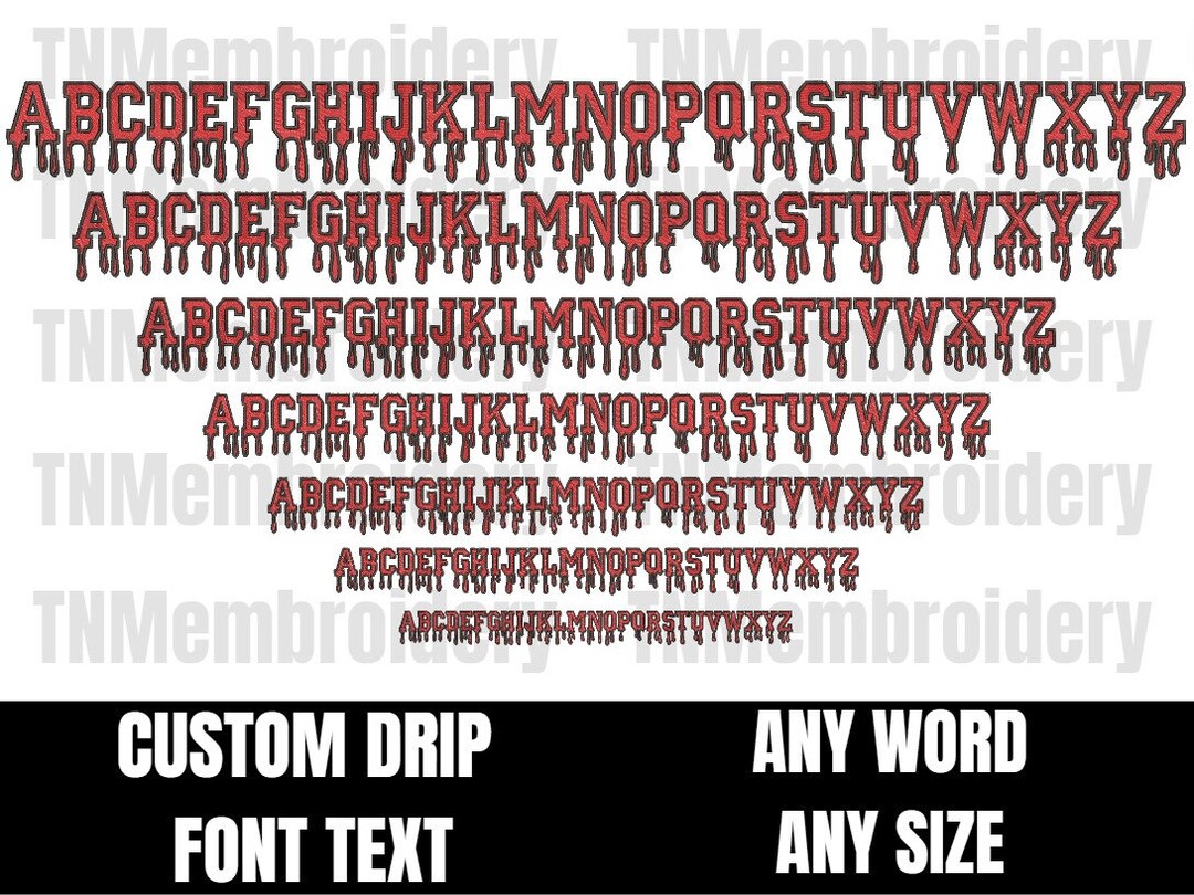 Drip Lettering Embroidery Custom Text Personalized Halloween Font ...