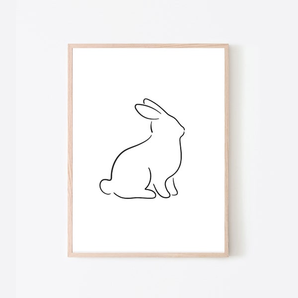 Rabbit Line Art - Etsy