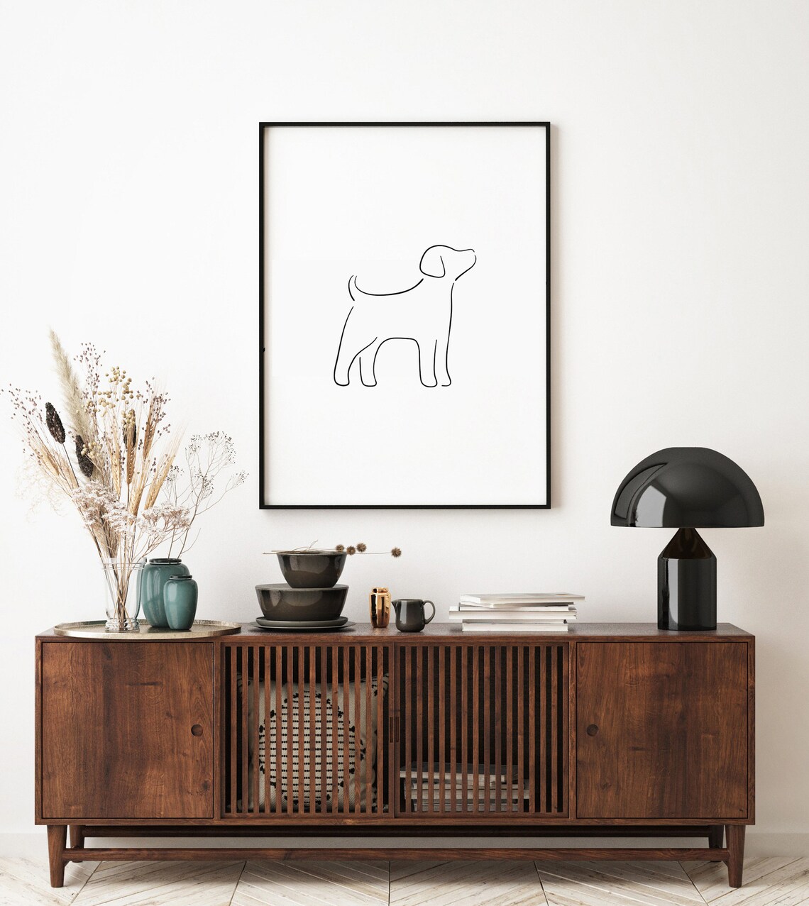 Minimalist dog art Dog line art Black and white Instant | Etsy
