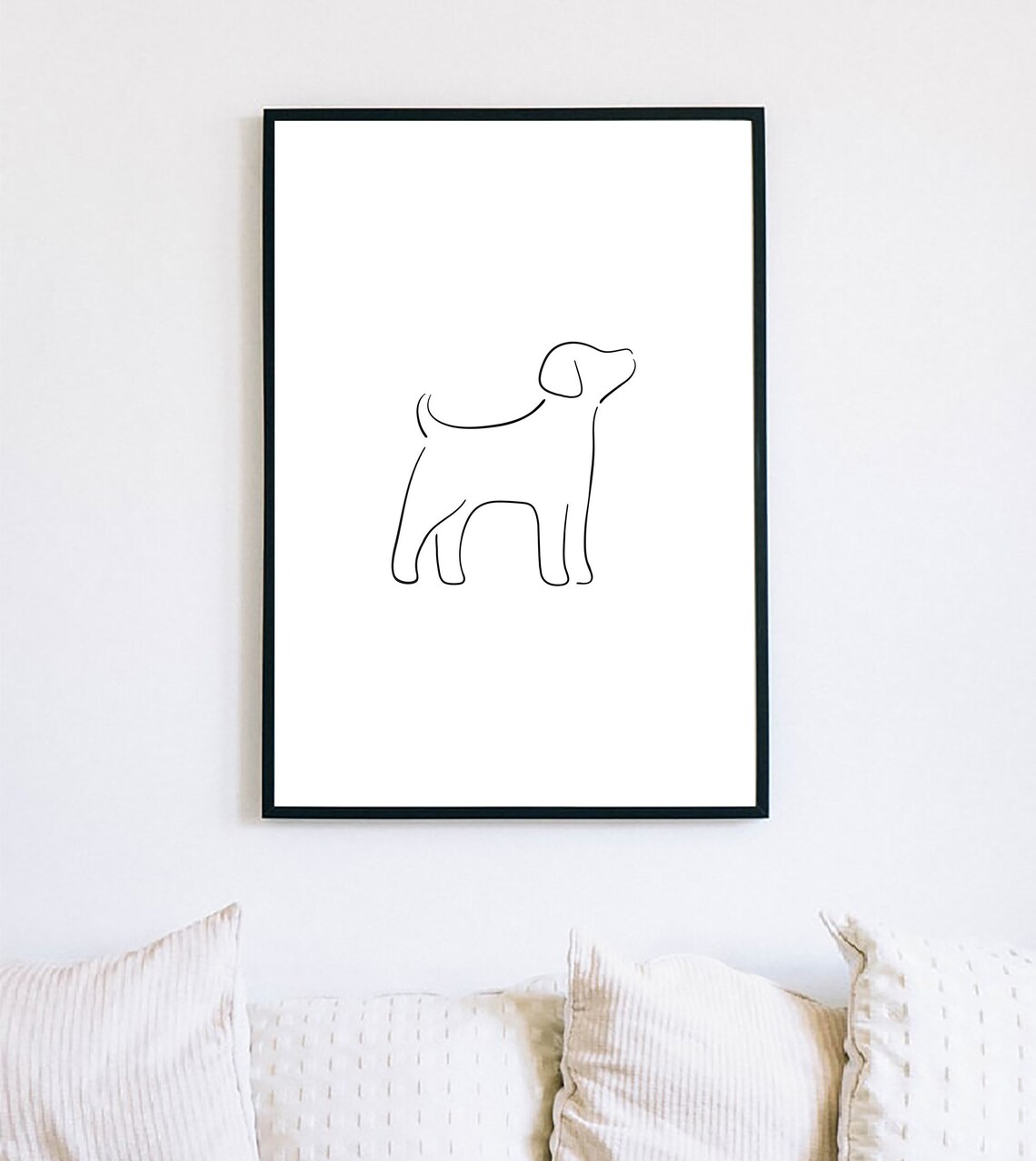 Minimalist dog art Dog line art Black and white Instant | Etsy