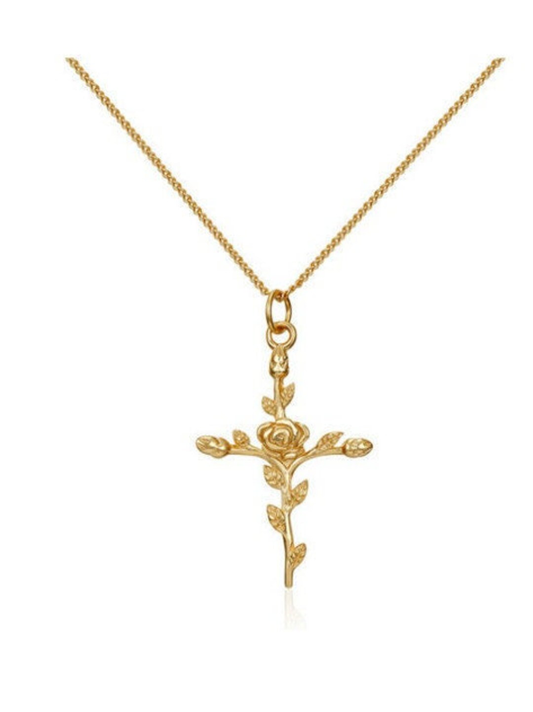 ROSE CROSS NECKLACE Pendant Cottage Core Cross Regency Gothic Religious ...