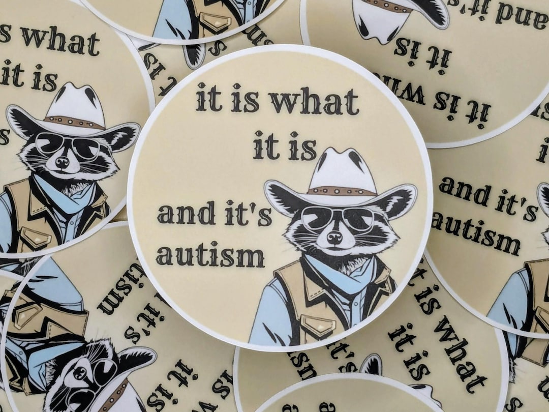Autism Raccoon Sticker | Neurodivergent Pride, Funny Cowboy Decal - Etsy
