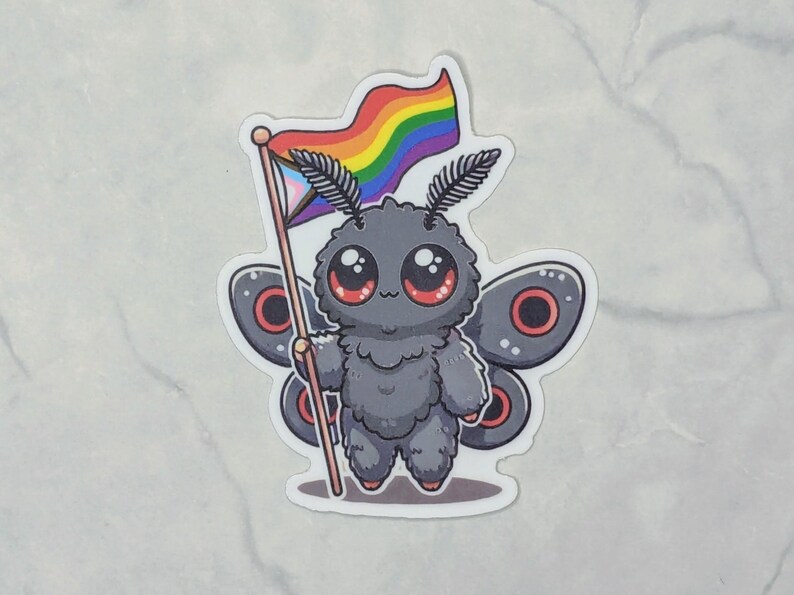 LGBTQIA Pride Mothman Vinyl Sticker | Progress Flag Decal - Etsy