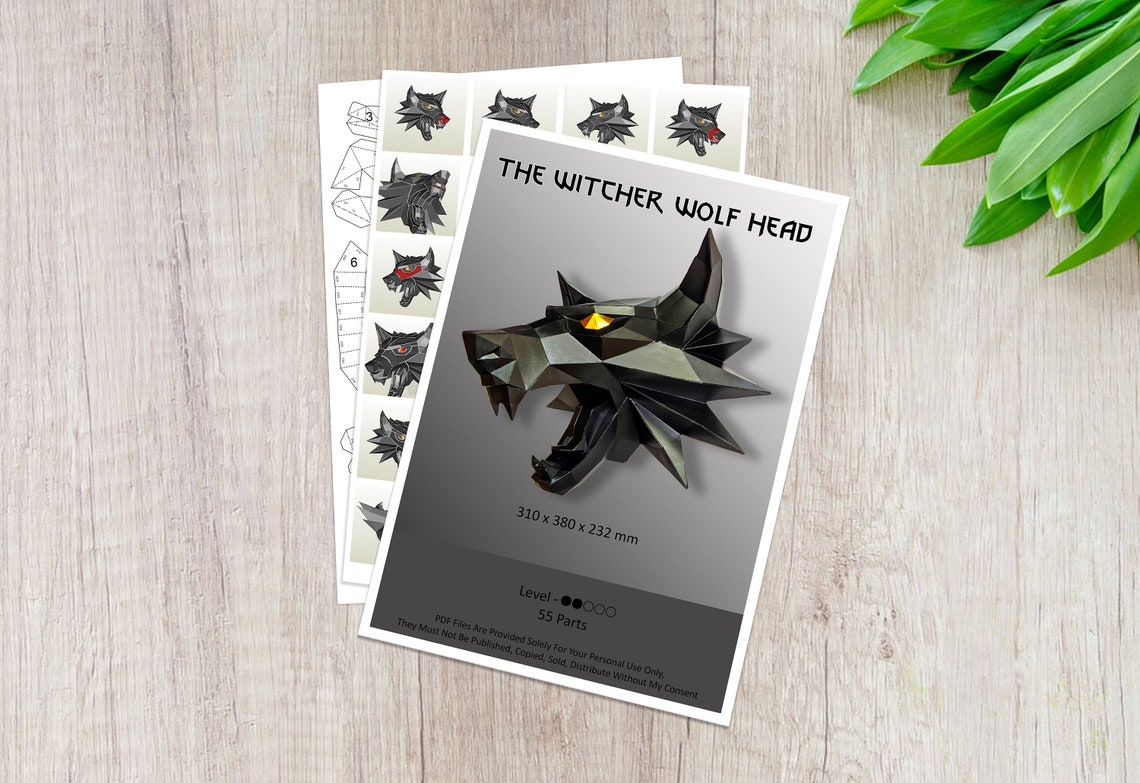 Wolf Papercraft, the Witcher, Wolf Head Wall Decor, Halloween Decor ...
