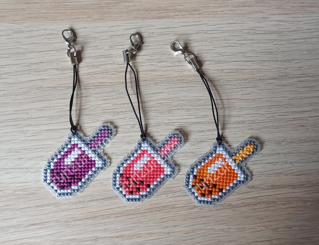 Cross Stitch Bubble Tea Key Ring - Etsy