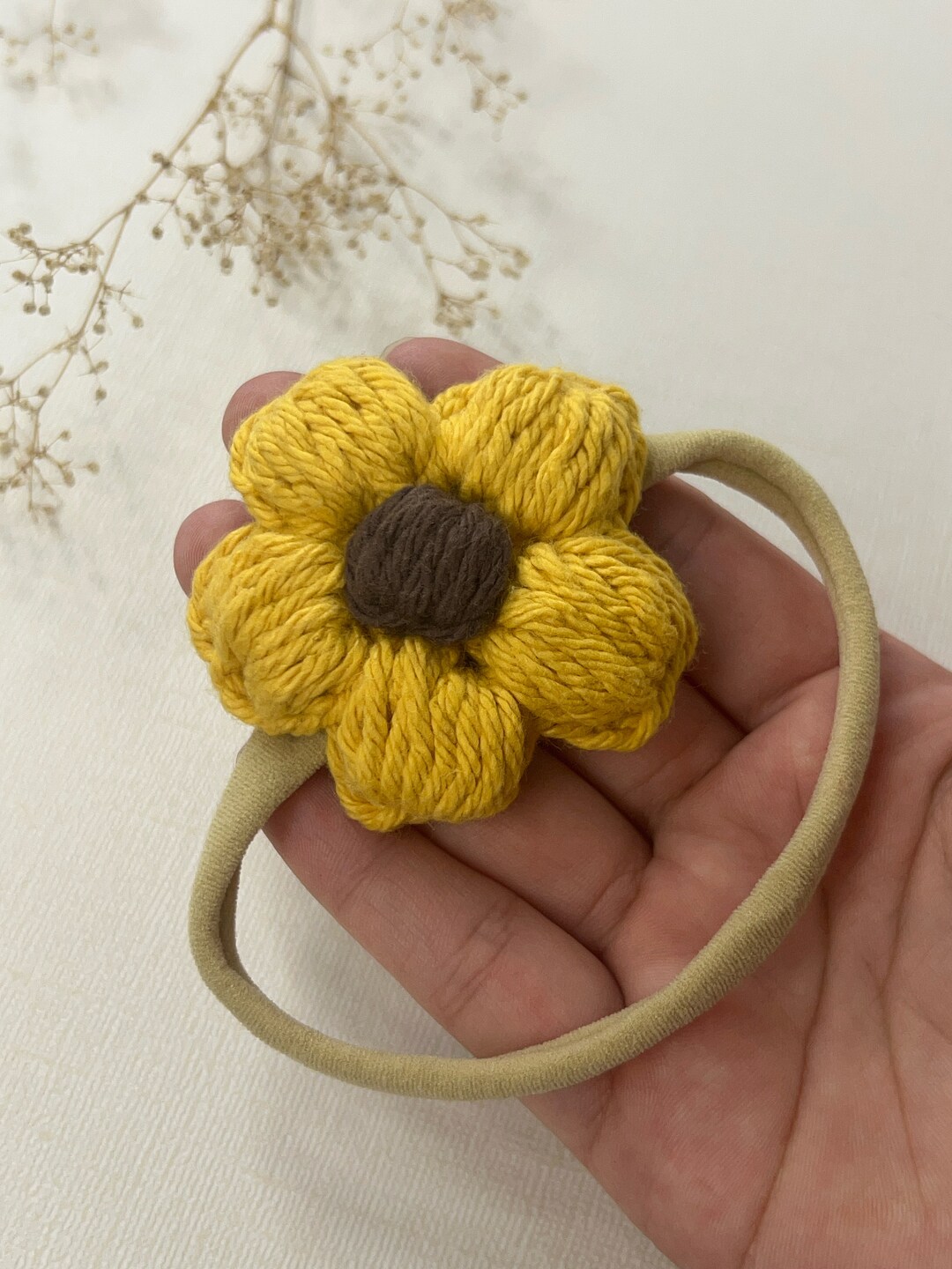 Puff Flower Crochet Headband, Birthday Headband, Baby Gift, Newborn ...
