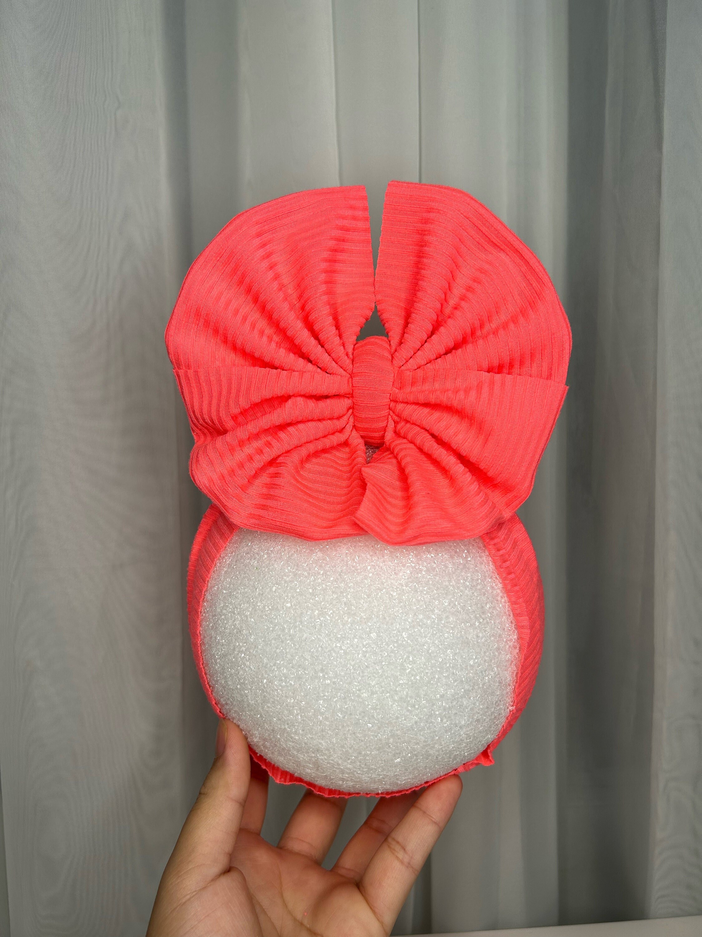 Messy Bow Neon Coral Rib Fabric, Big Messy Head-wrap, Messy Bow Neon ...