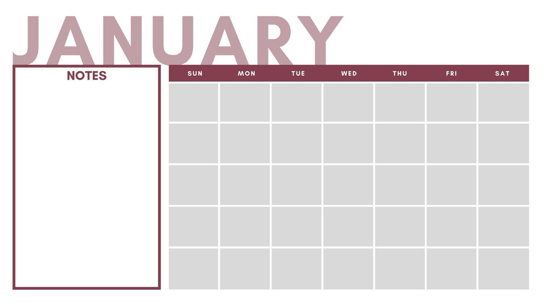 Printable Monthly Calendar Modern - Etsy