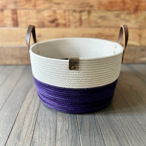 Two Tone Basket With a Pair of Handles Hand Dyed Rope - Etsy