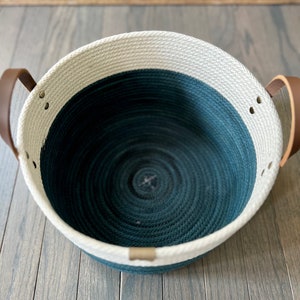 Two Tone Basket With a Pair of Handles Hand Dyed Rope - Etsy