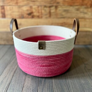 Two Tone Basket With a Pair of Handles Hand Dyed Rope - Etsy