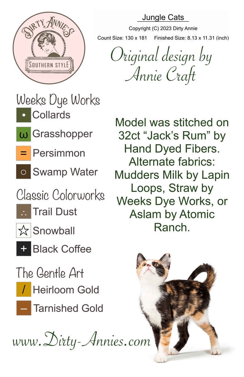 Jungle Cats - Cross Stitch Chart by Dirty Annie's - Instant Download - Etsy