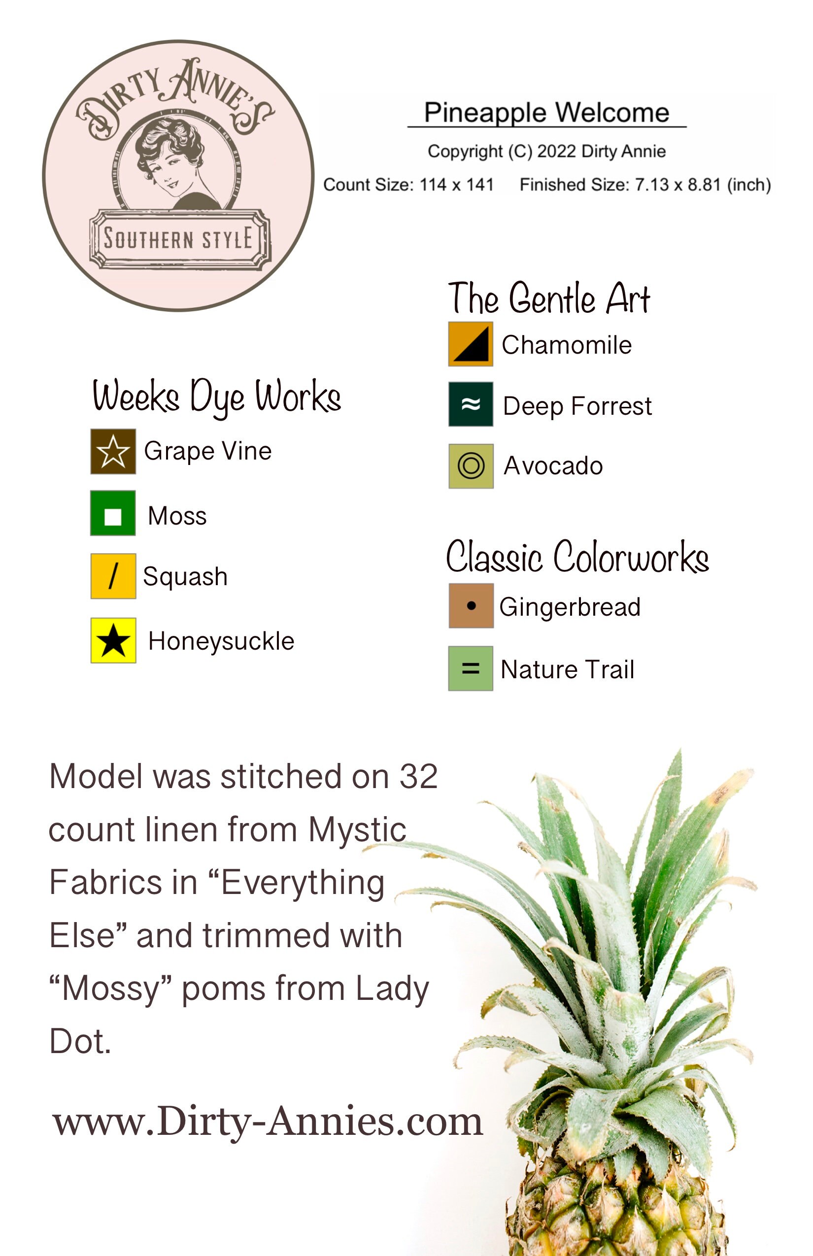 Pineapple Welcome - Cross Stitch Chart - Instant Download - Etsy