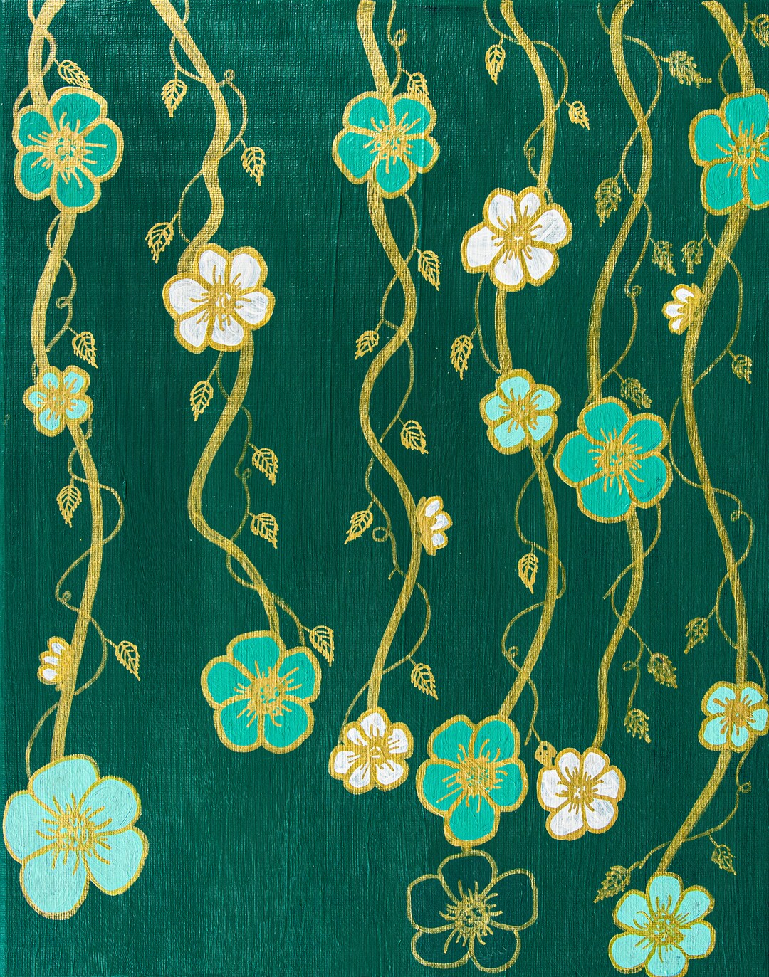 Magical Gold Flower Vines Original Painting - Etsy