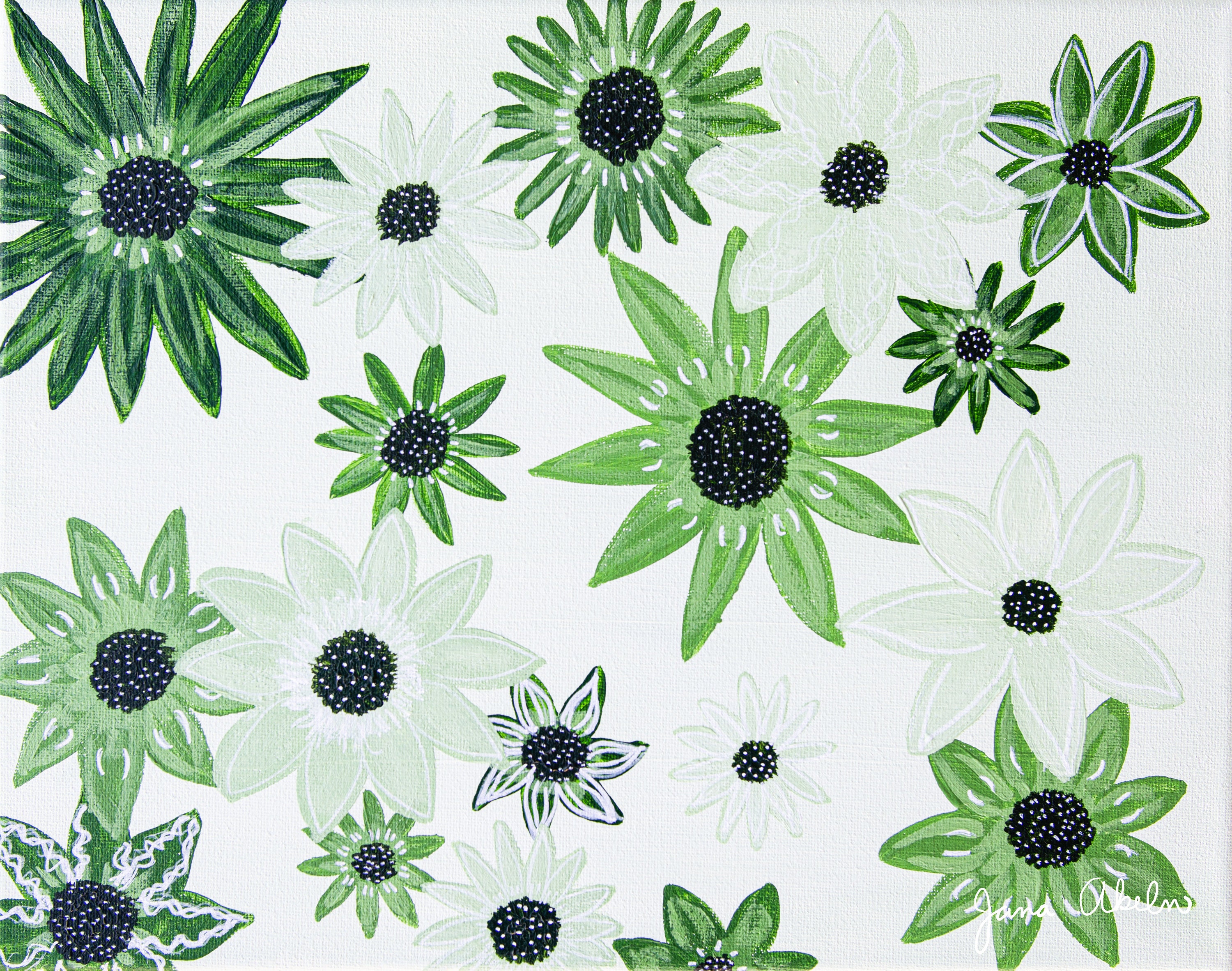 Green Flowers Original Painting - Etsy UK