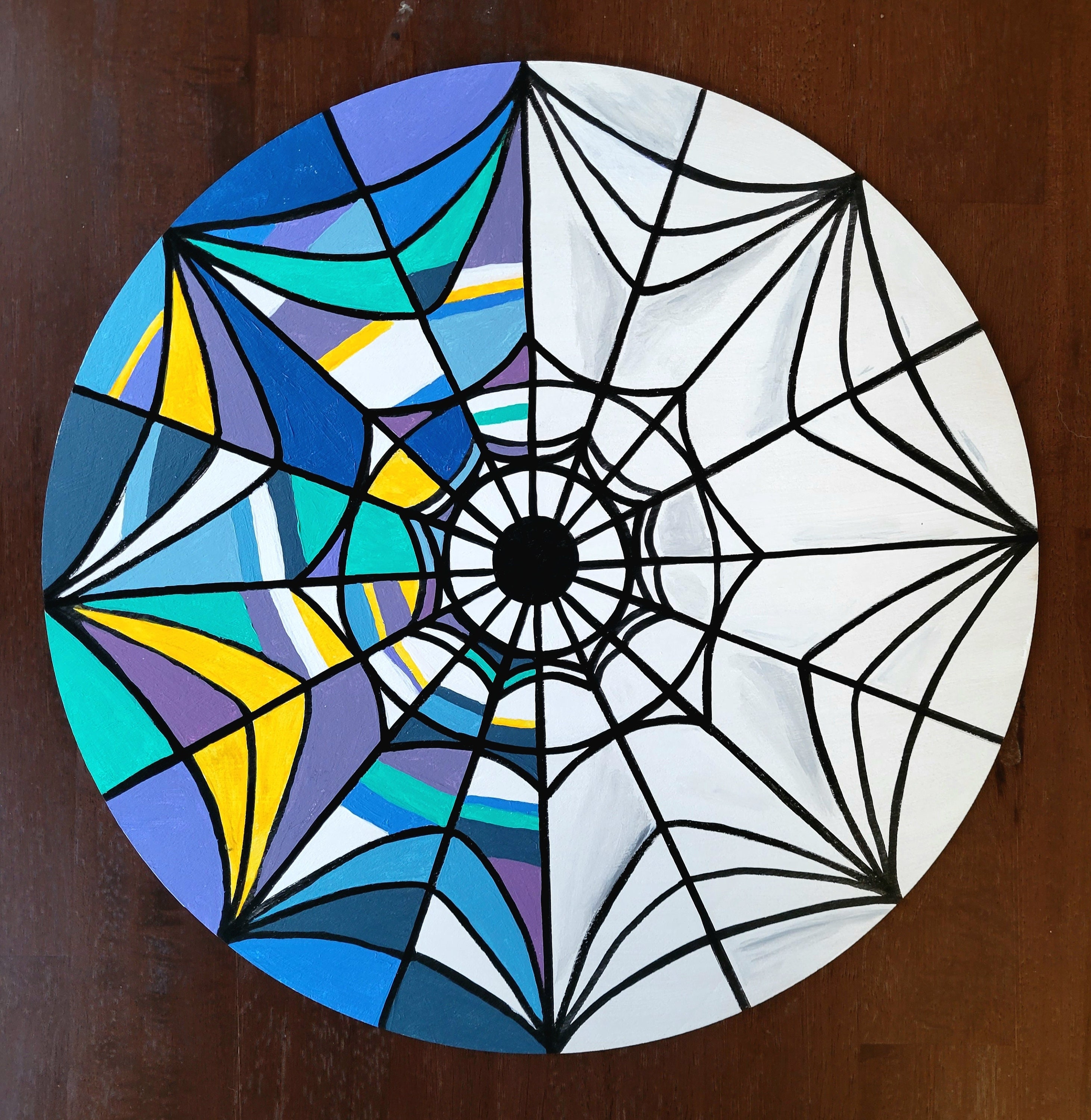 Wednesday Stained Glass Window Original Acrylic on Wood - Etsy