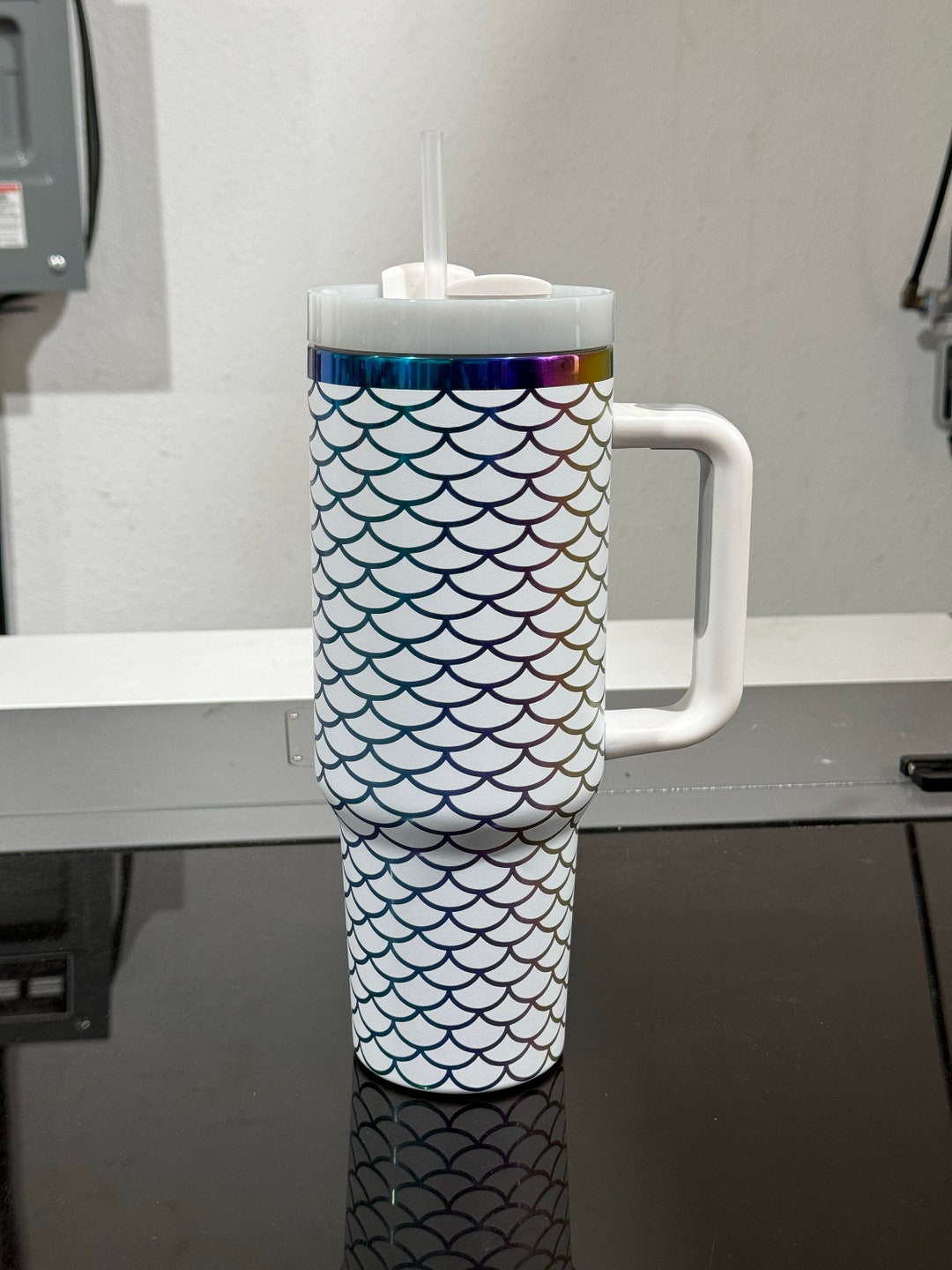 Mermaid Scales H2.0 40oz Handle Unbranded Rainbow Tumbler - 360 Laser ...