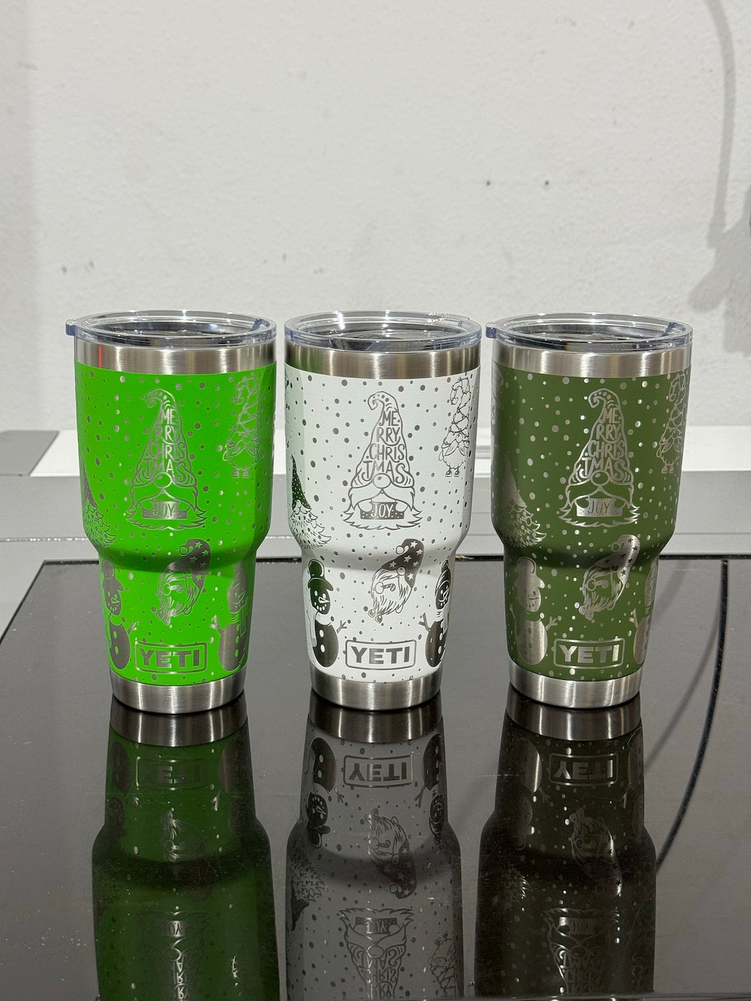 Yeti Christmas Holiday Snow Gnome Theme Tumbler - Laser Engraved 360 ...