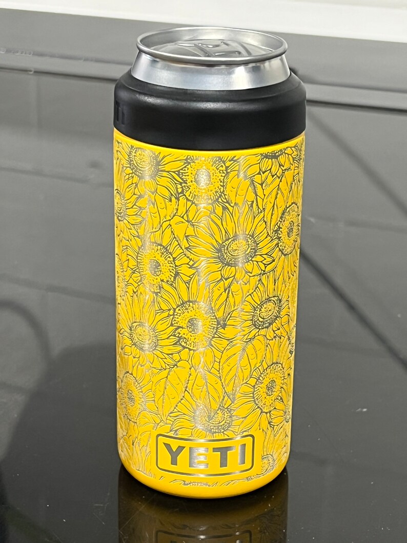 Yeti Slim Colster Alpine Yellow Sunflower Laser Engraved 360 - Etsy