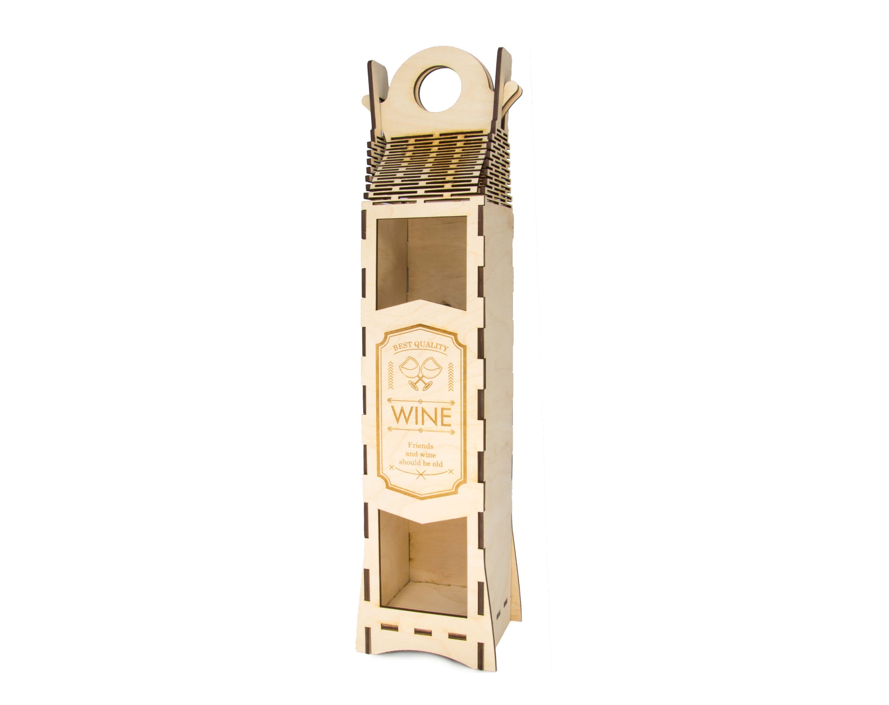 Wein Flasche Box Laser Cut Ready Svg Datei Digitaler Download Laser